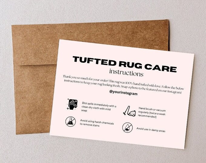 Editable Tufted Rug Care Instructions Template Small Rug Business ...