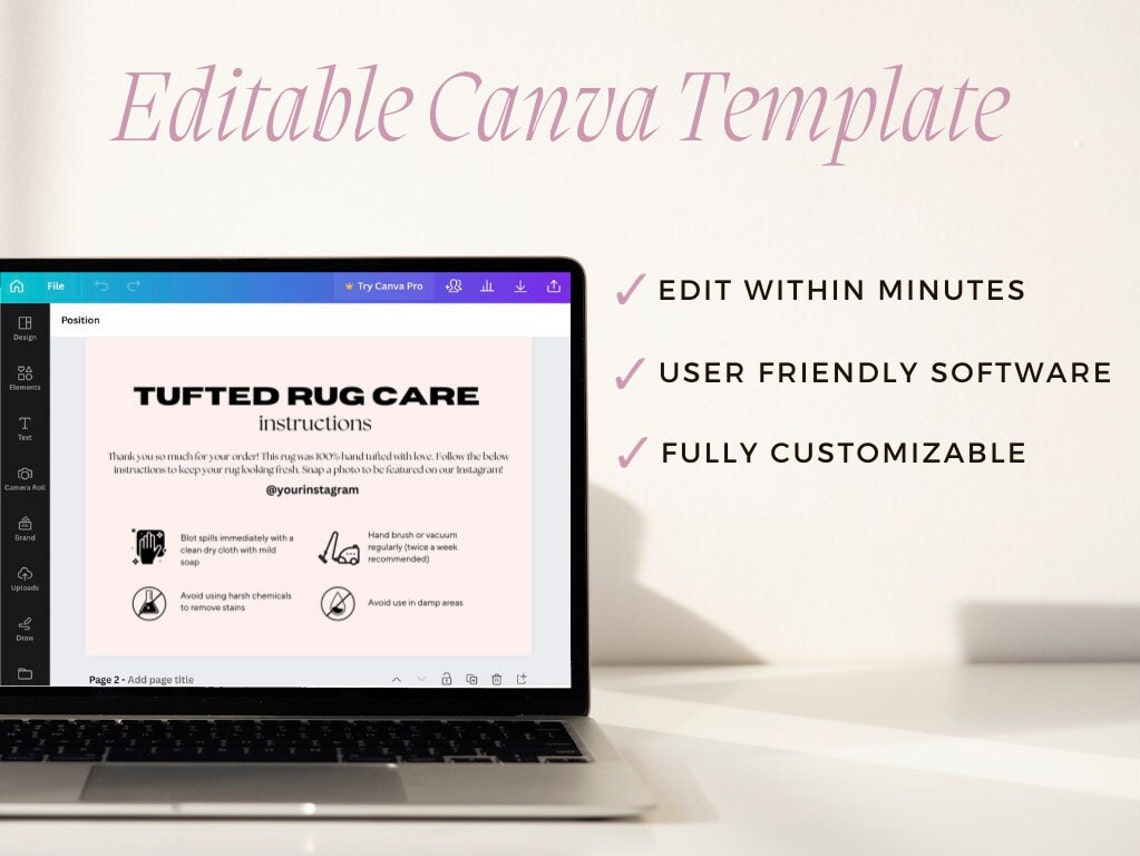 Editable Tufted Rug Care Instructions Template Small Rug Business ...