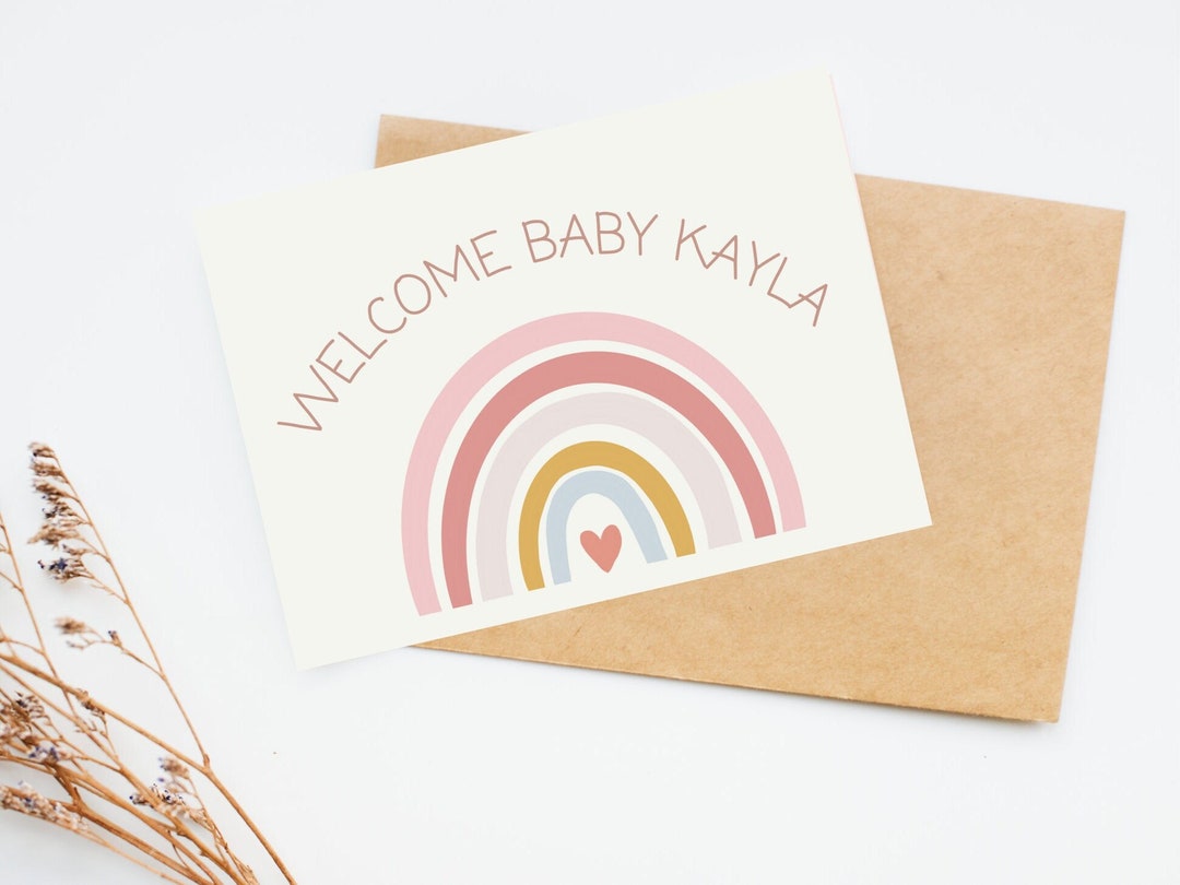 Printable Welcome Baby Girl Card, Cute Baby Girl Invitation Card ...