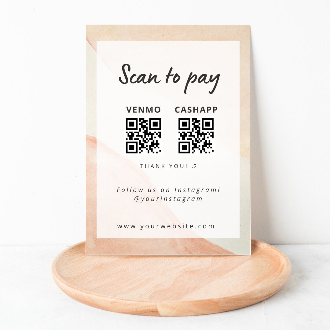 Editable Scan to Pay Sign. QR Code Payment Instructions Card - Etsy