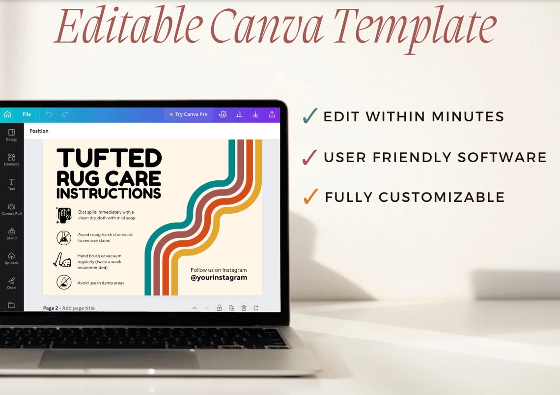 Editable Tufted Rug Care Instructions Template Small Rug Business ...