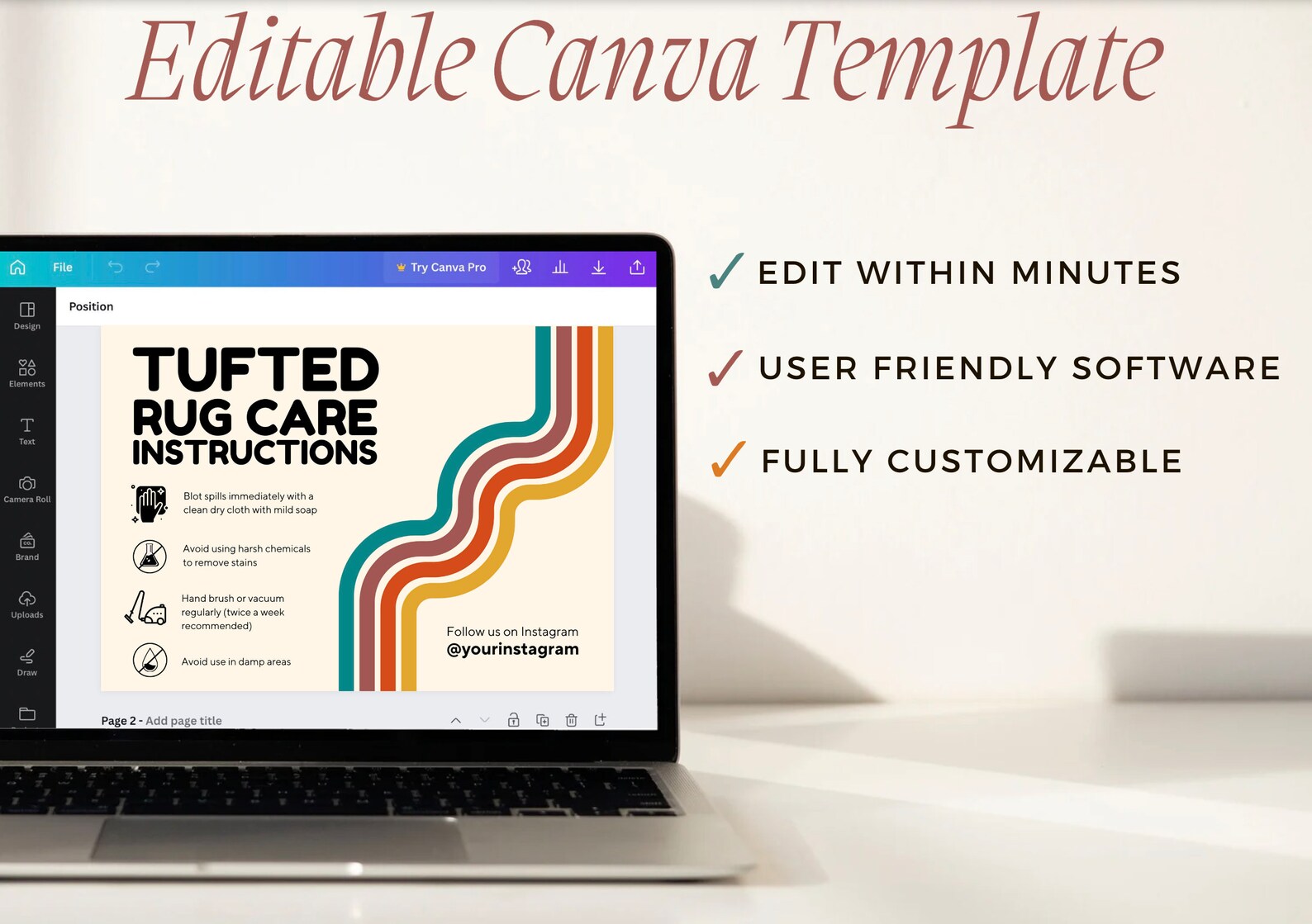Editable Tufted Rug Care Instructions Template Small Rug Business ...