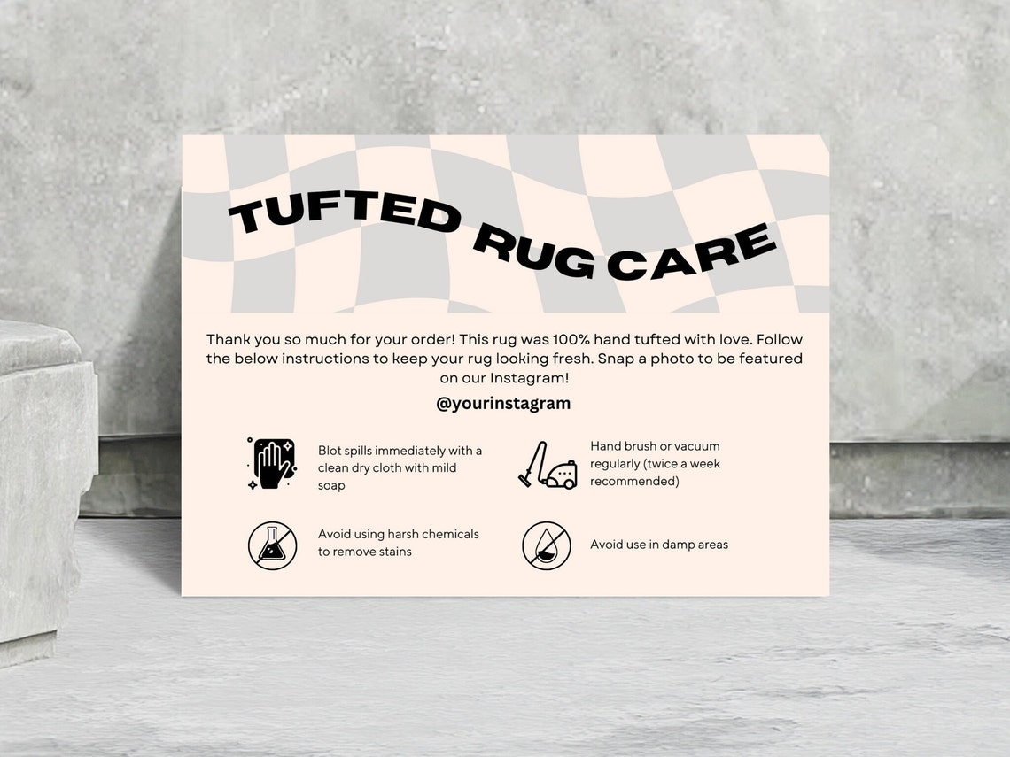 Editable Tufted Rug Care Instructionstemplate Small Rug Business ...