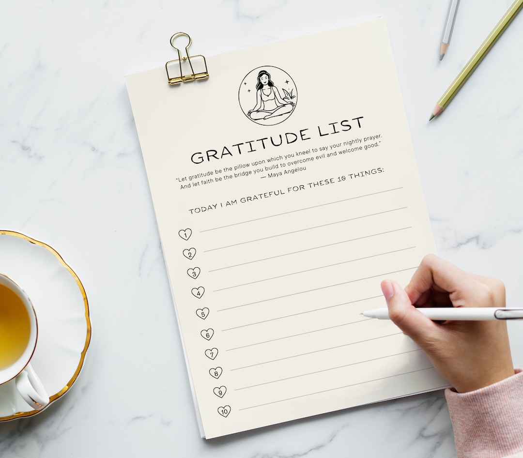 Editable Gratitude List, Printable Mental Health Template Checklist ...