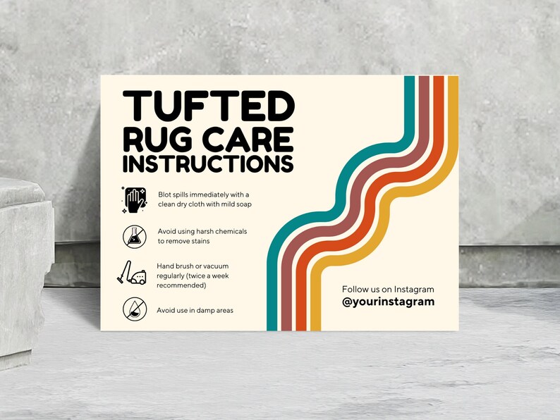 Editable Tufted Rug Care Instructions Template Small Rug Business ...