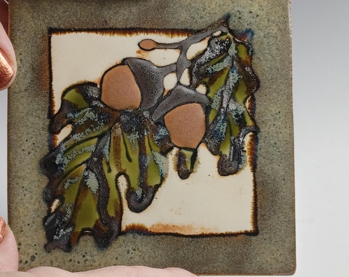 Oak and Acorn 4x4 Tile, KaphÉ Pottery, Arts and Crafts Revival - Etsy