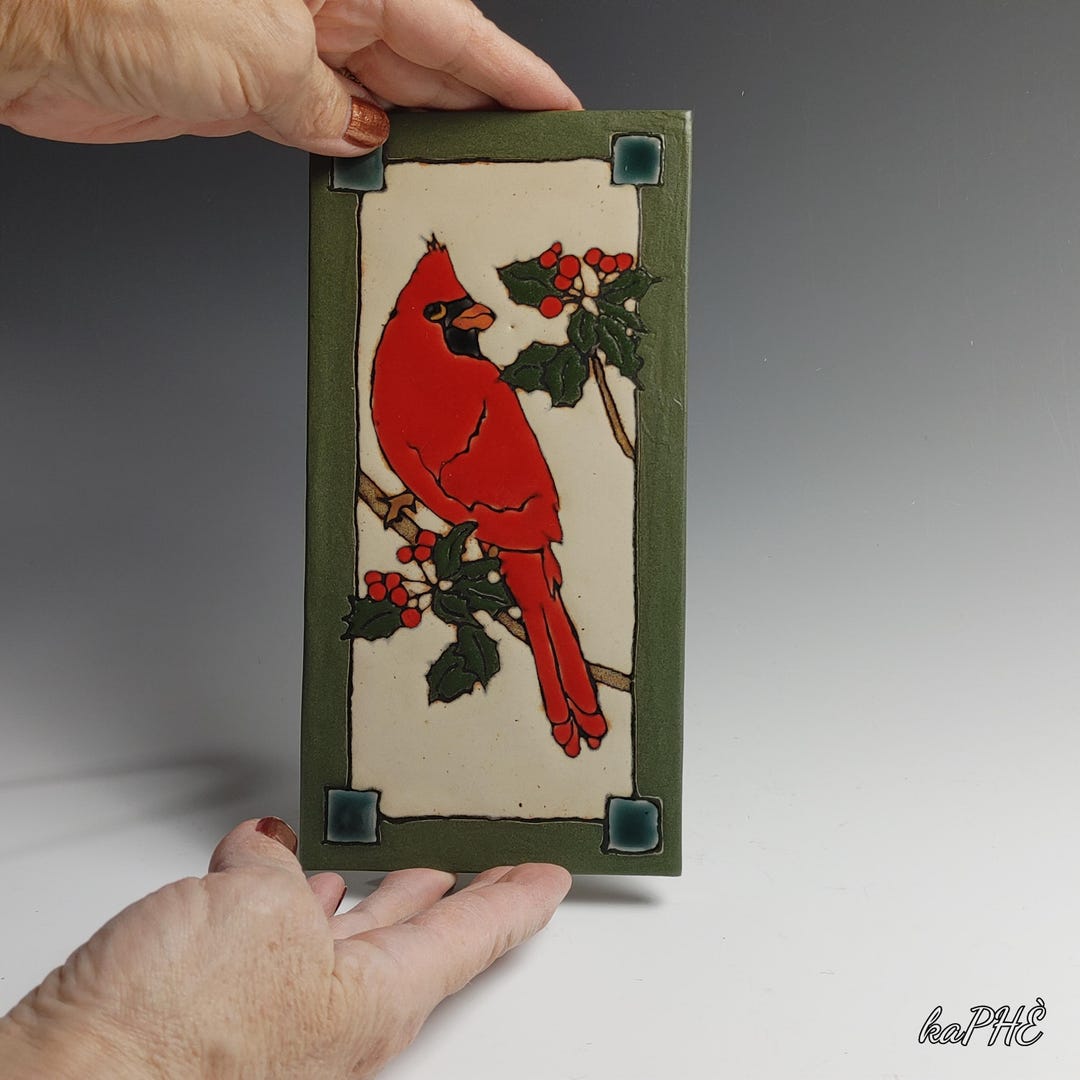 Christmas Cardinal, 2024 Christmas Tile, Arts & Crafts / Mission ...
