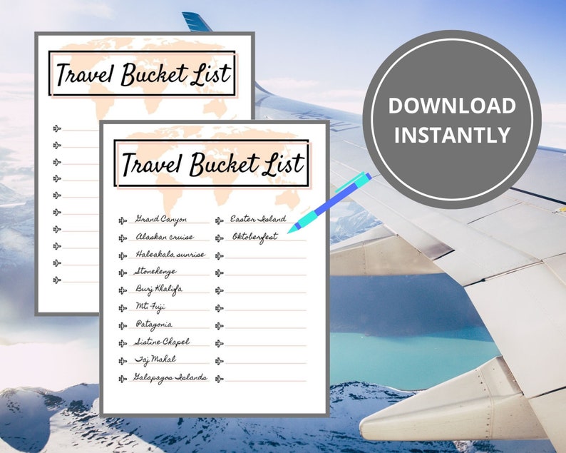 Travel Bucket List Digital Download Printable - Etsy