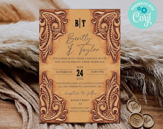 Rustic Wedding Invitation Template Western Country - Etsy