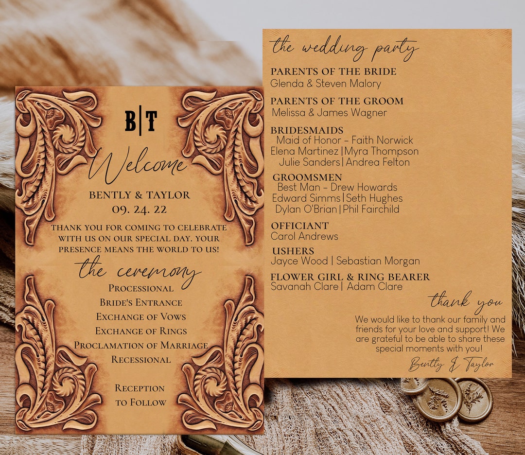 Wedding Program - Template - Digital Wedding Program - Editable - Etsy