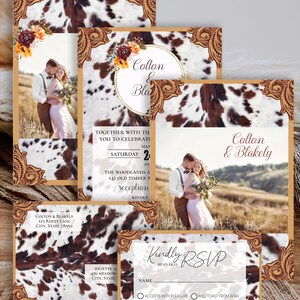 Rustic Wedding Invitation - Western Invitation - Tooled Leather ...
