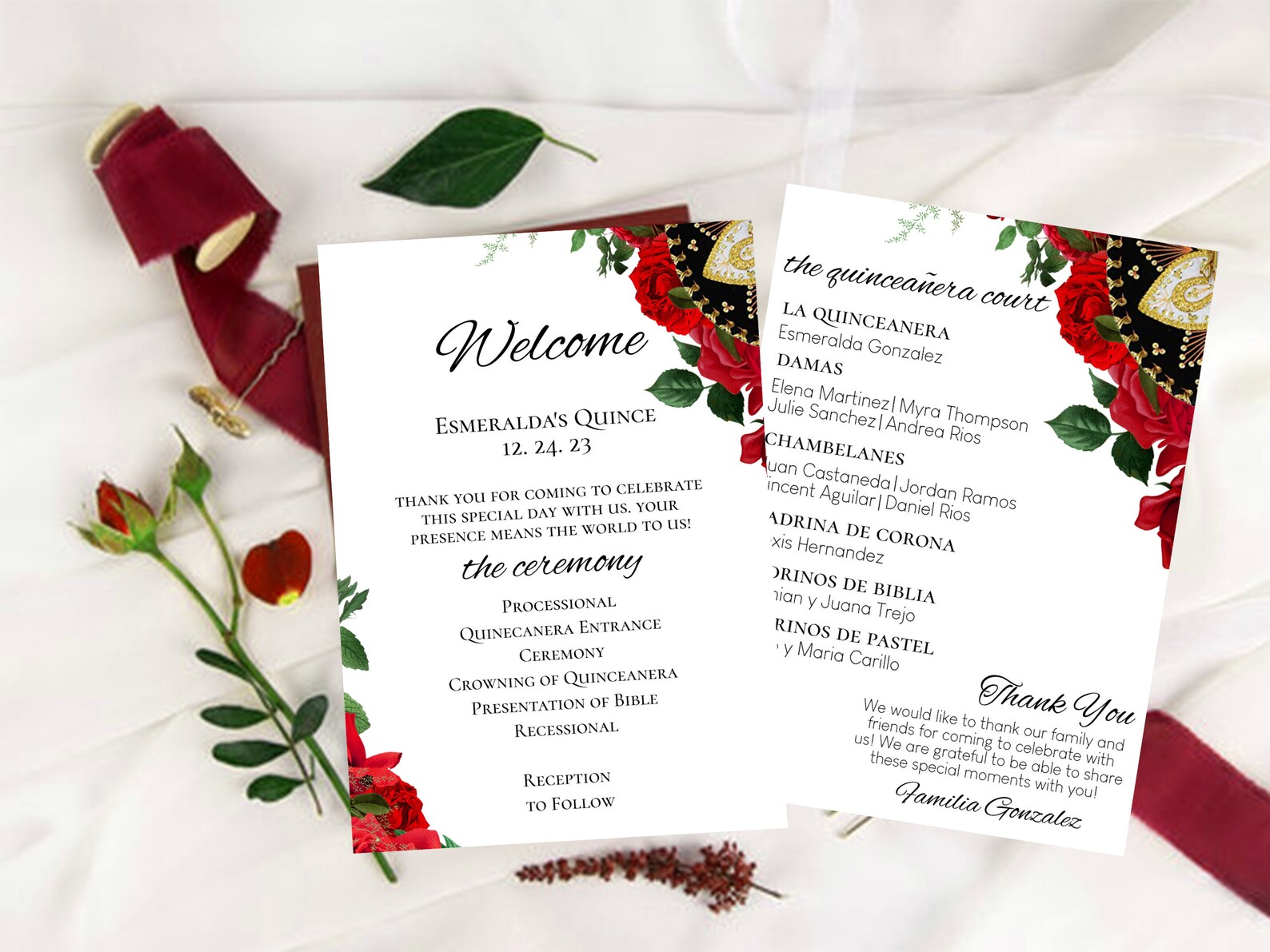 Quinceanera Program - Template - Digital Quinceanera Program - Editable ...