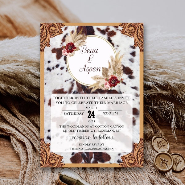 Leather Wedding Invitation - Etsy