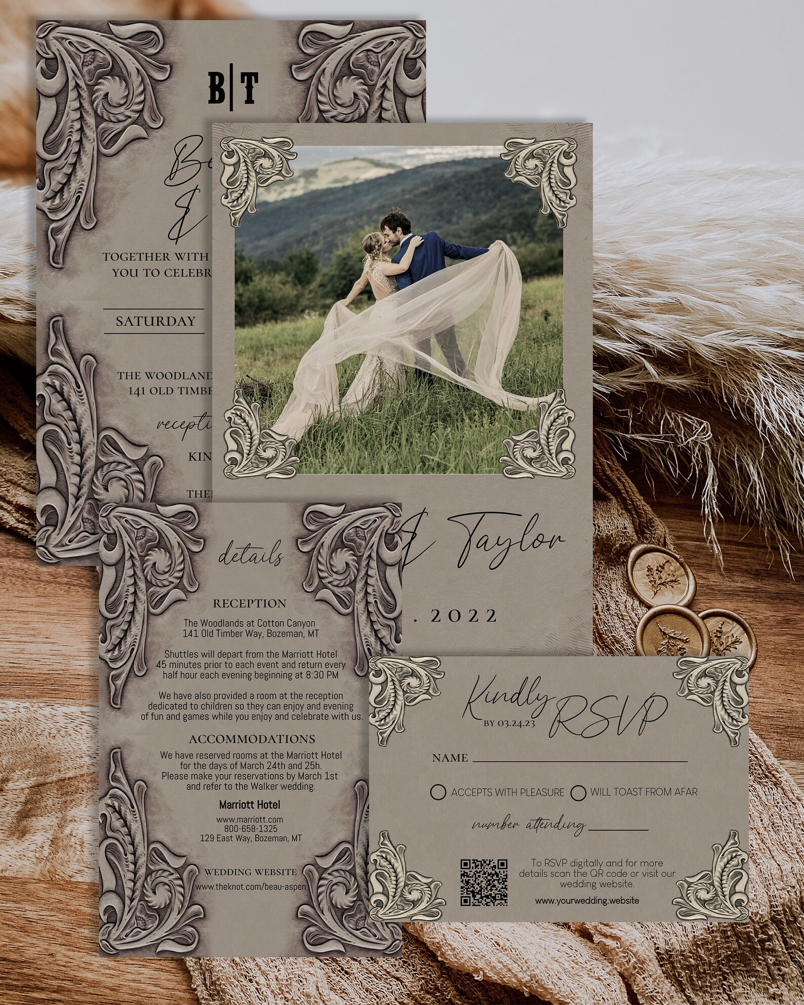 Rustic Wedding Invitation - Template - Western - Country - Brial Shower ...