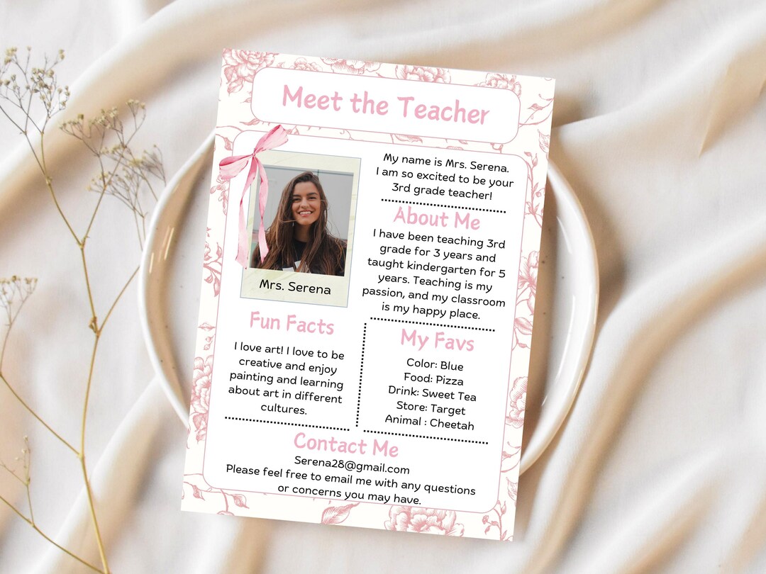 Meet the Teacher - Template - Bridgerton - Back to School - Editable ...