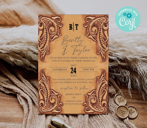 Rustic Wedding Invitation Template Western Country - Etsy