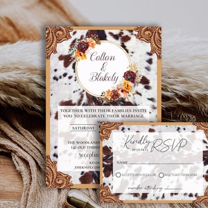 Rustic Wedding Invitation Western Invitation Tooled - Etsy