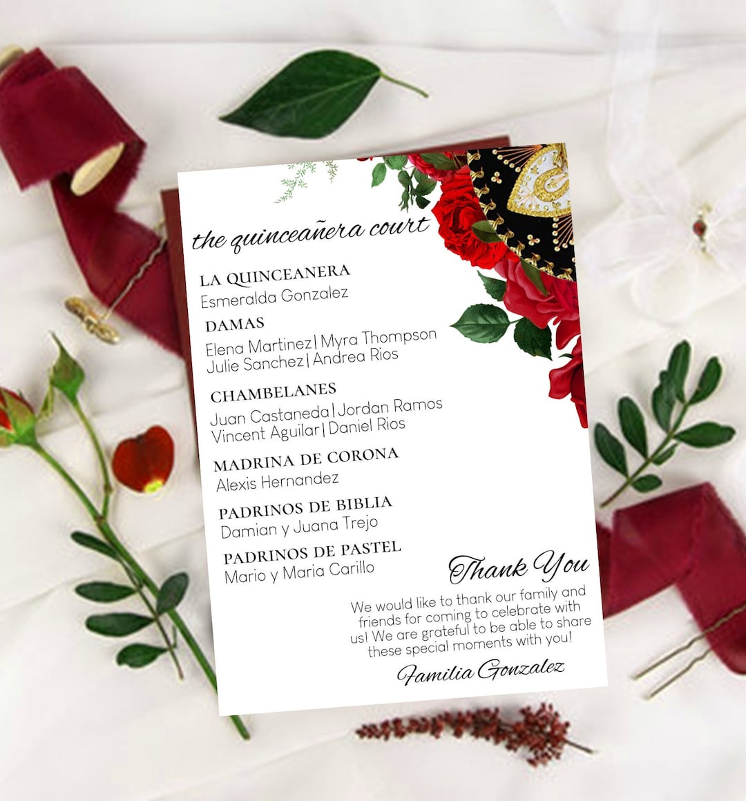Quinceanera Program - Template - Digital Quinceanera Program - Editable ...