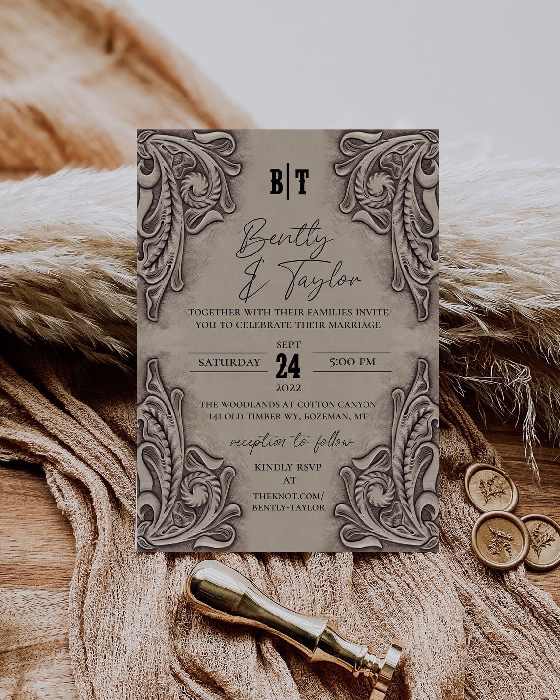 Rustic Wedding Invitation - Template - Western - Country - Brial Shower ...