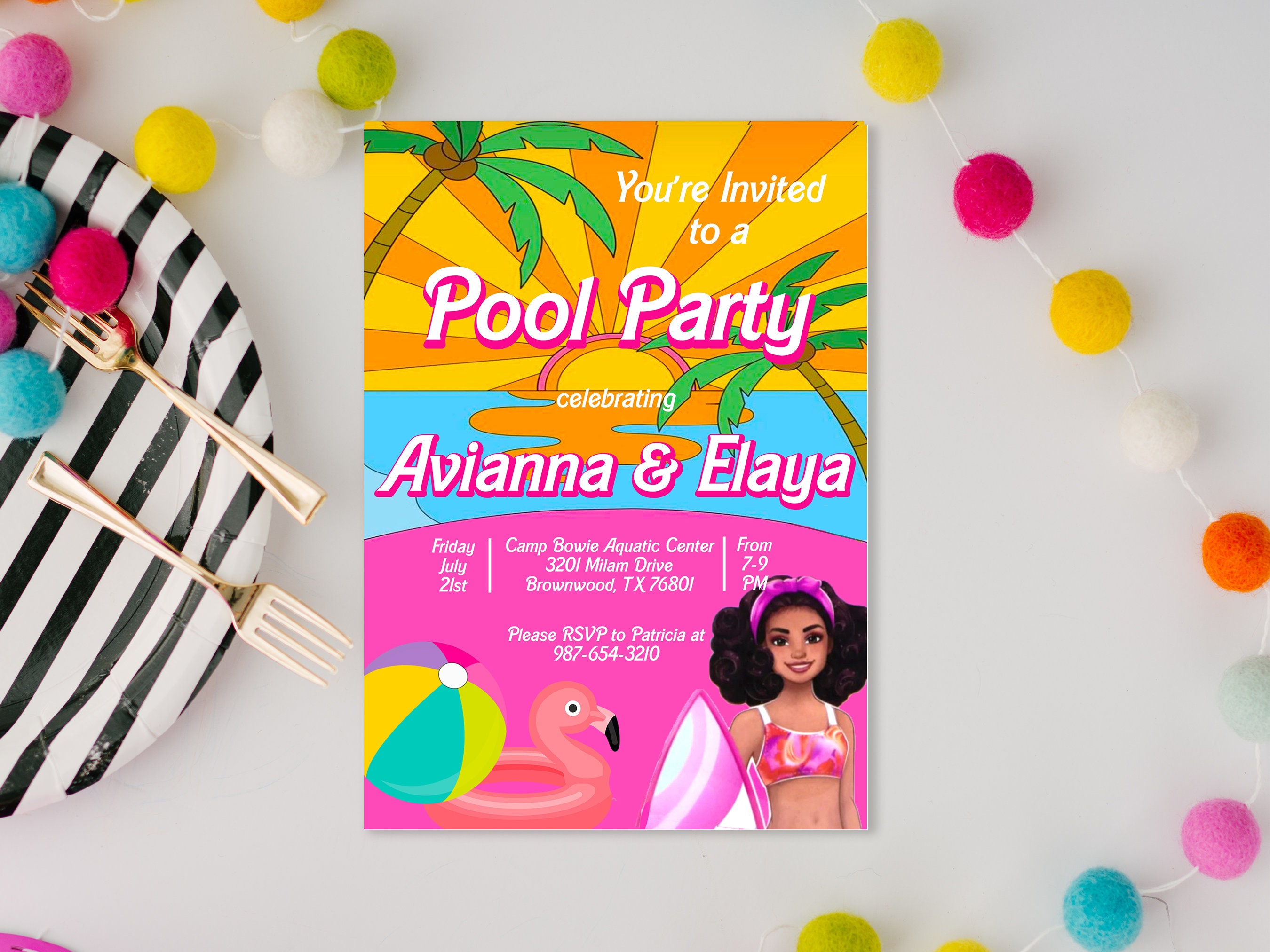 Malibu - Pool Party - Birthday Party - Summer - Digital Invitation ...