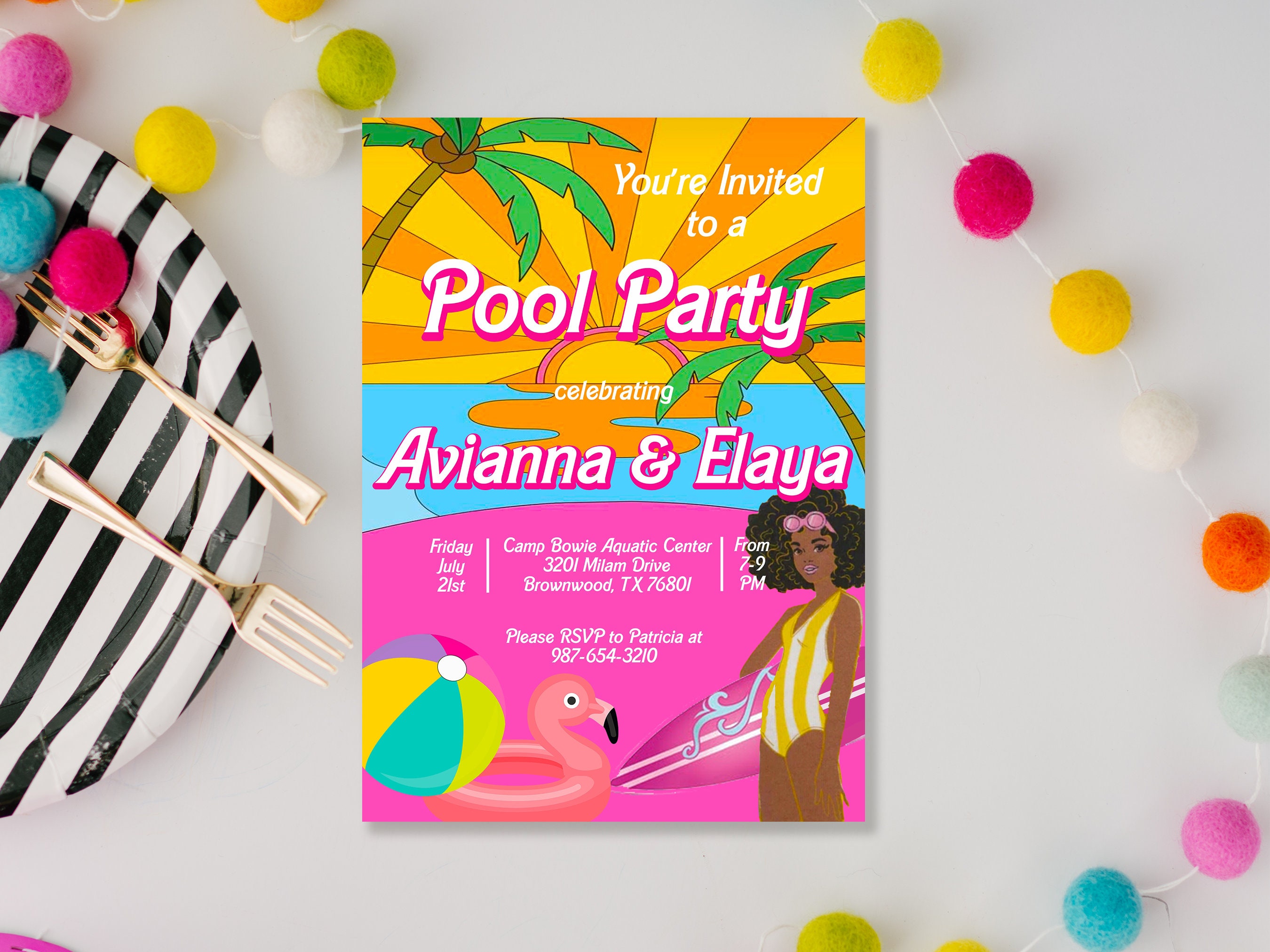 Malibu - Pool Party - Birthday Party - Summer - Digital Invitation ...