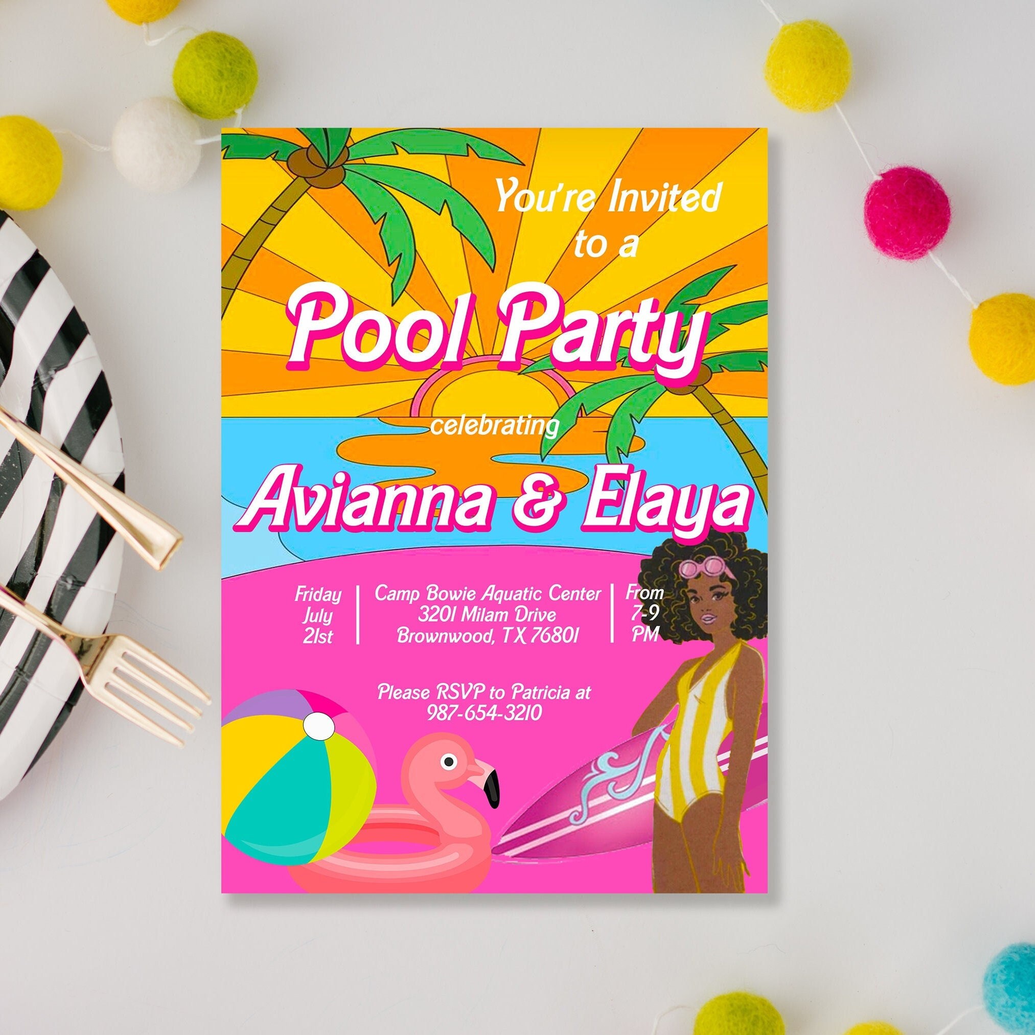 Malibu - Pool Party - Birthday Party - Summer - Digital Invitation ...