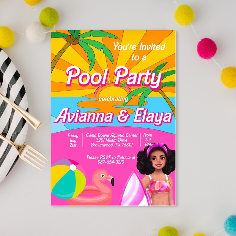 Malibu - Pool Party - Birthday Party - Summer - Digital Invitation ...