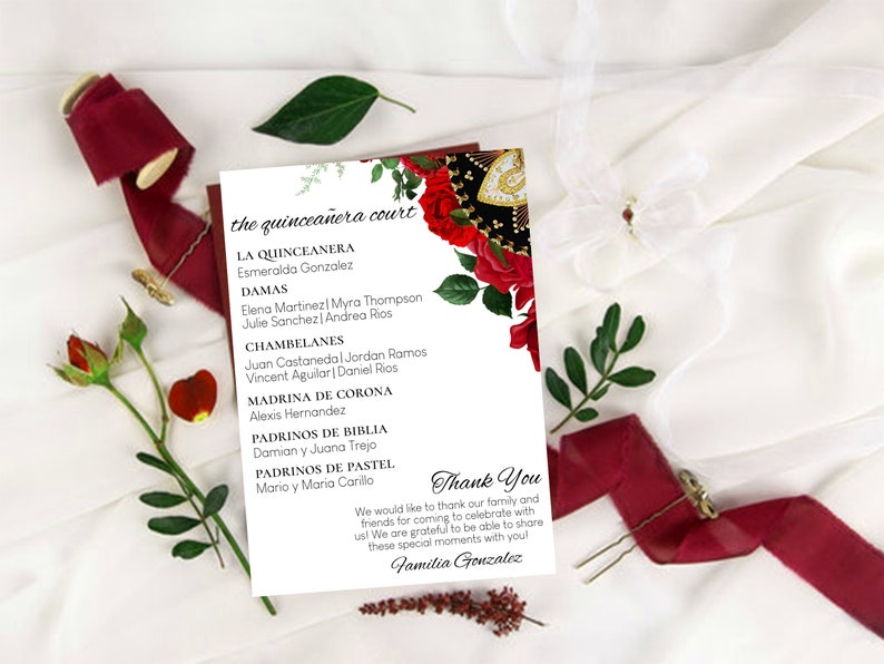 Quinceanera Program - Template - Digital Quinceanera Program - Editable ...