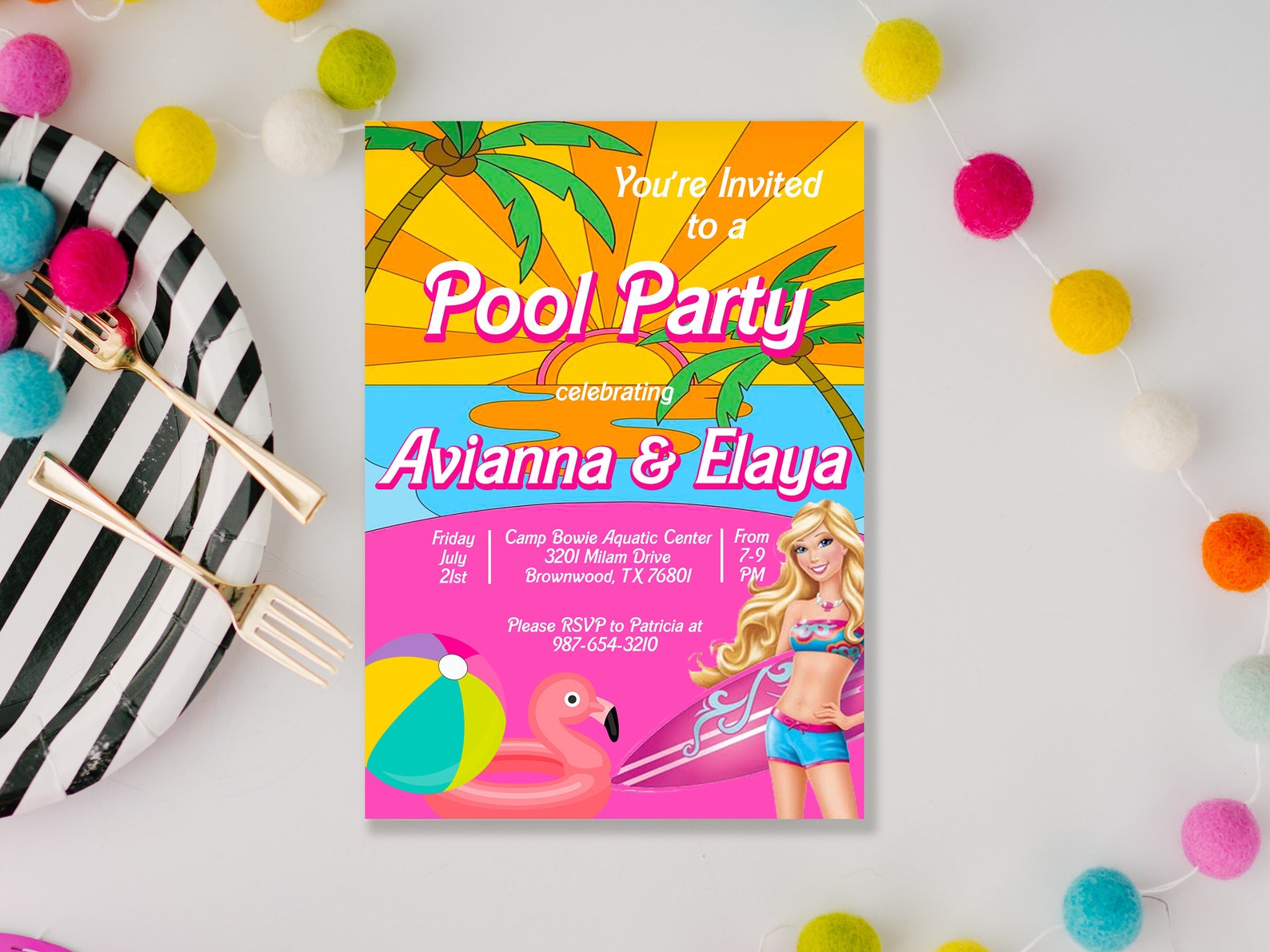 Malibu Pool Party Birthday Party Summer Digital - Etsy