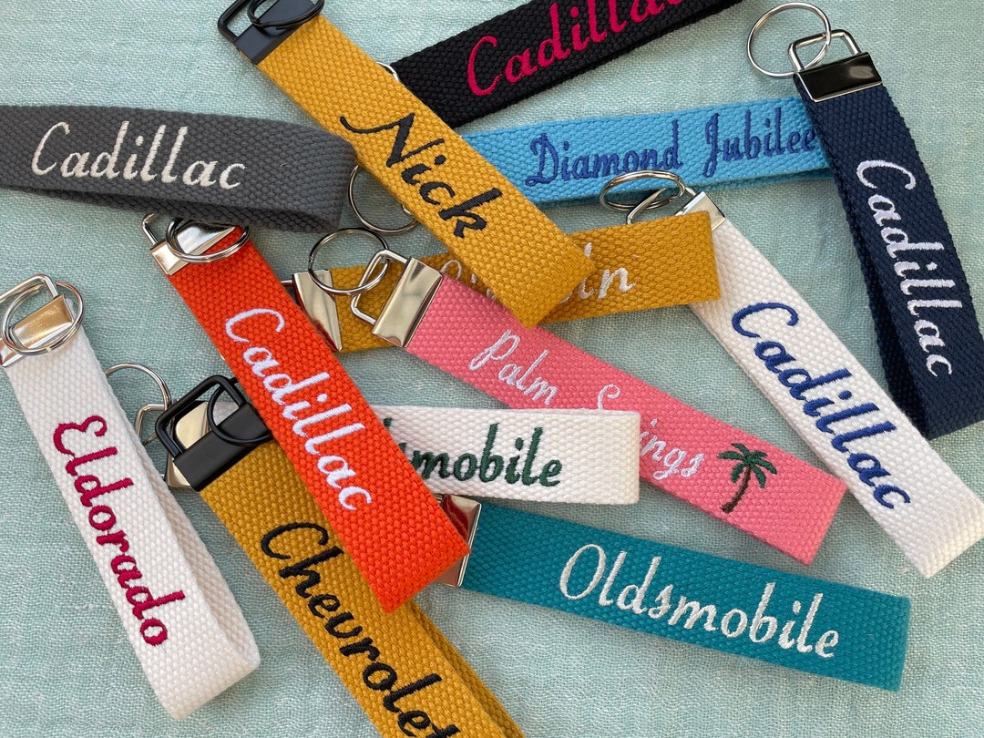 Embroidered Personalized Keychain: Custom Name Bag Tag - Etsy