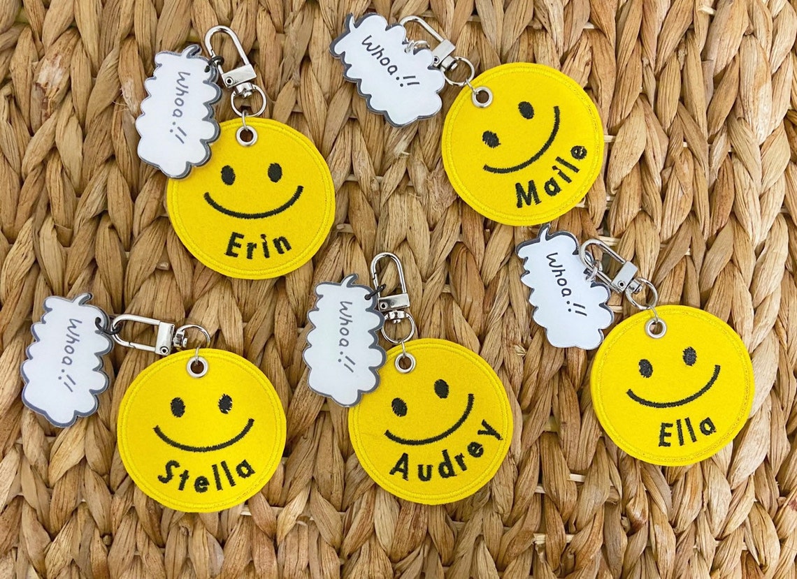 Smile Personalized Tag Name Clip Bag Tag Cute Zipper Pull - Etsy
