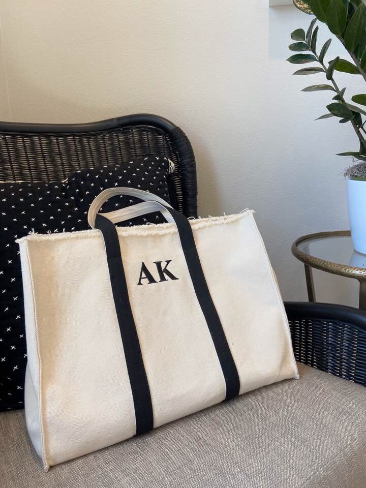 Personalized Daily Bag Eco Bag Minimalist Initial Tote | Etsy
