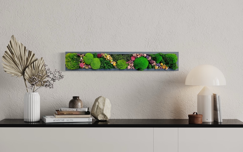 Preserved Moss Wall Art With Flowers: Green Wall Decor - Etsy