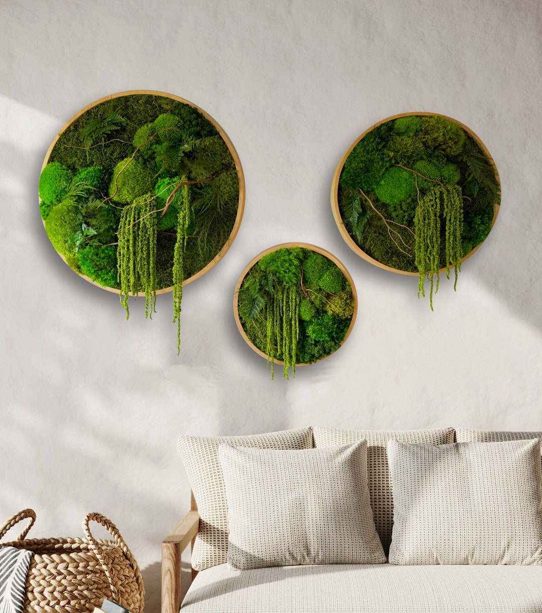 Moss Wall Art - Preserved Moss - Round Art - Circular Art - Moss Circles Sets - Etsy UK