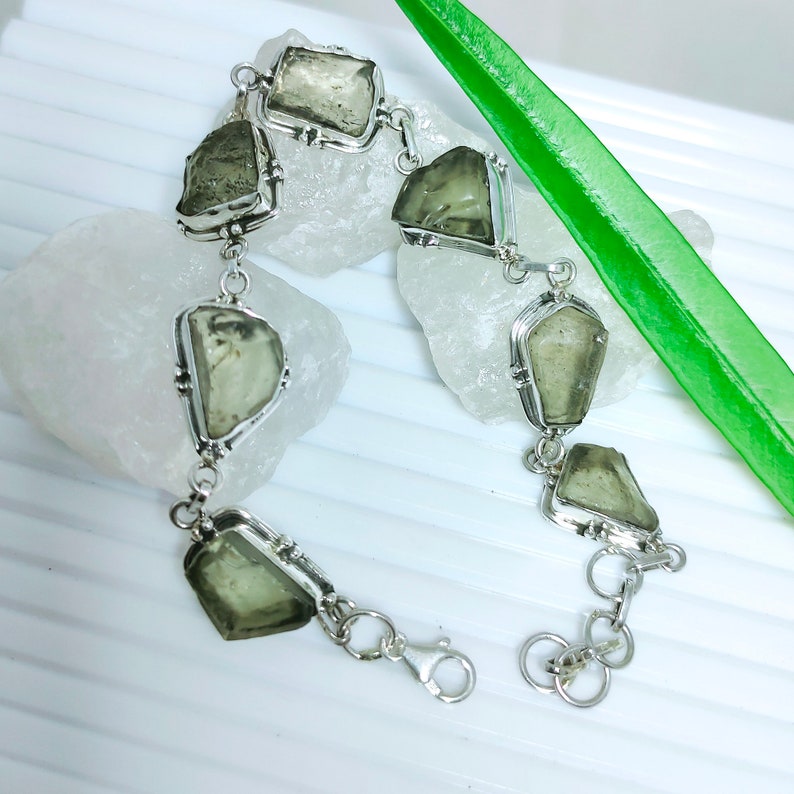 Libyan Desert Glass Bracelet: Raw Tektite 925 Sterling Silver Jewelry ...