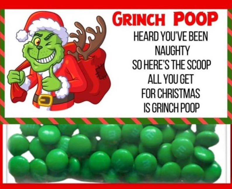 Grinch Poop Candy Bag Toppers, Instant Download, Digital Printable ...