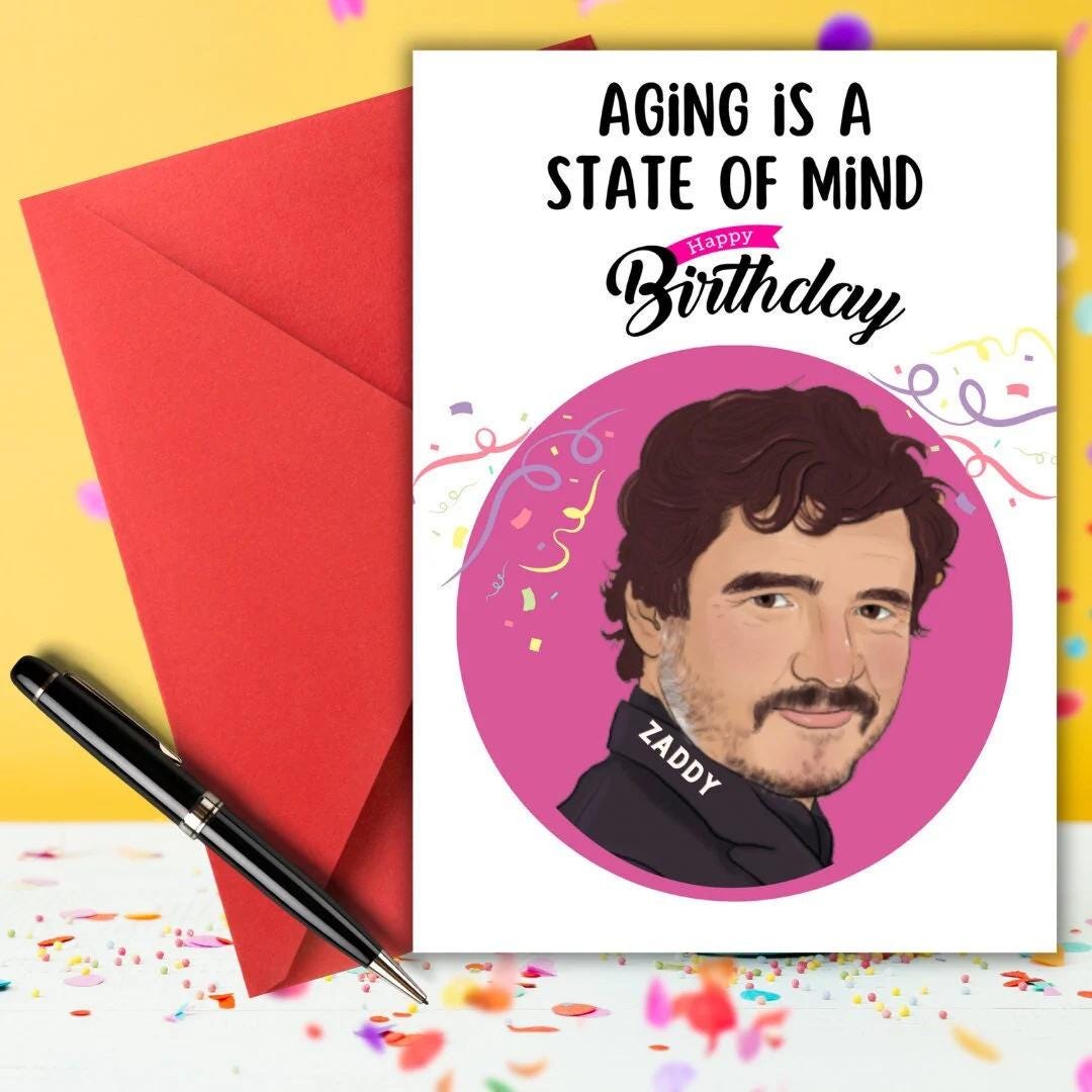 Pedro Pascal Birthday Card, Pedro Pascal Greeting Card, Pedro Pascal ...