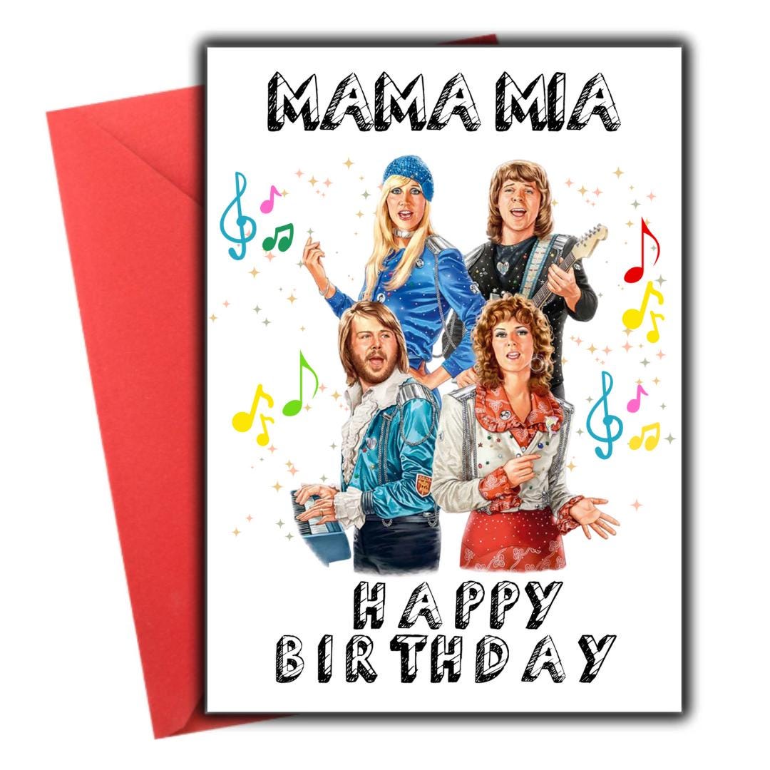 Mamma Mia ABBA BIRTHDAY Card, Mamma Mia Musical, Mom Birthday Greeting ...