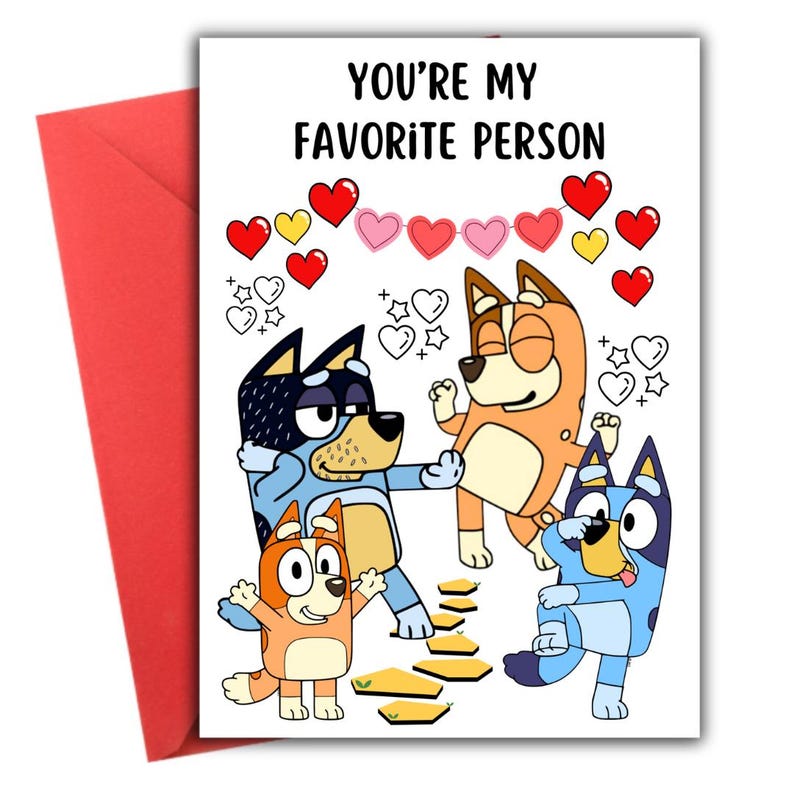 Bluey Valentines Card, PRINTABLE Bluey Card, Bluey Birthday Valentines ...