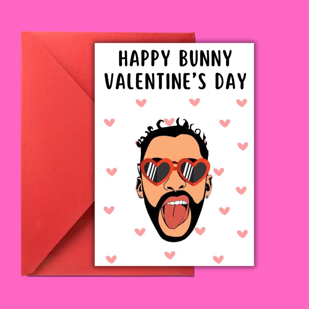 Bad Bunny Valentines Card, Bad Bunny Card, Bad Bunny Valentine's Card ...