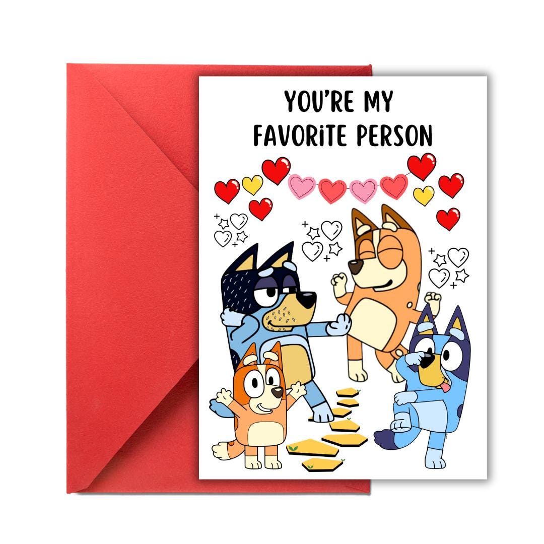 Bluey Valentines Card, PRINTABLE Bluey Card, Bluey Birthday Valentines ...
