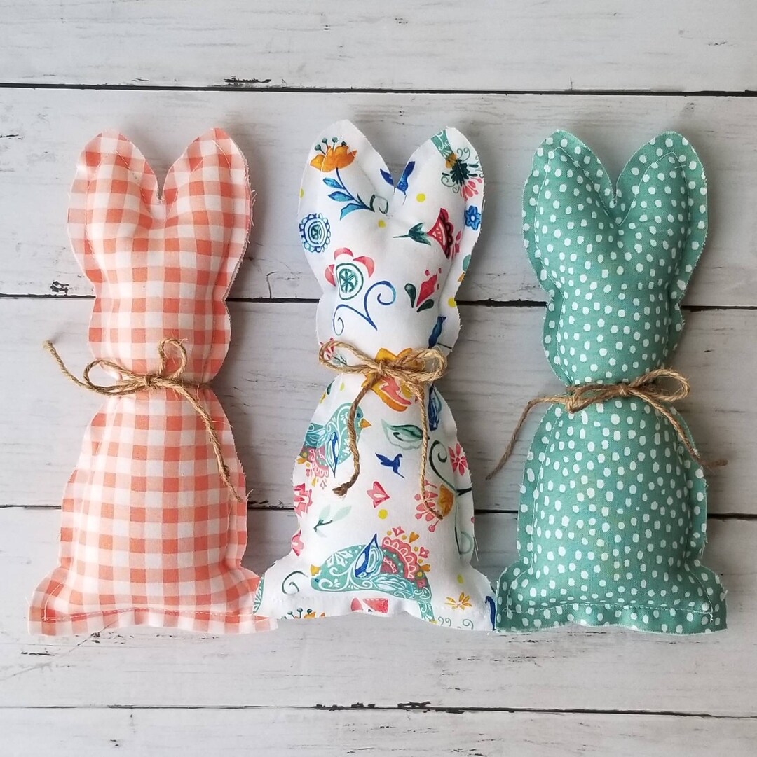 Stuffed Easter Bunnies, Fabric Bunny, Easter Decor, Orange Gingham ...