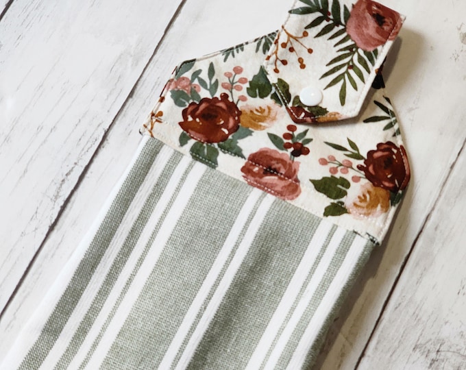 Cotton Hanging Kitchen Towel, Button Loop Dish Towel - Etsy