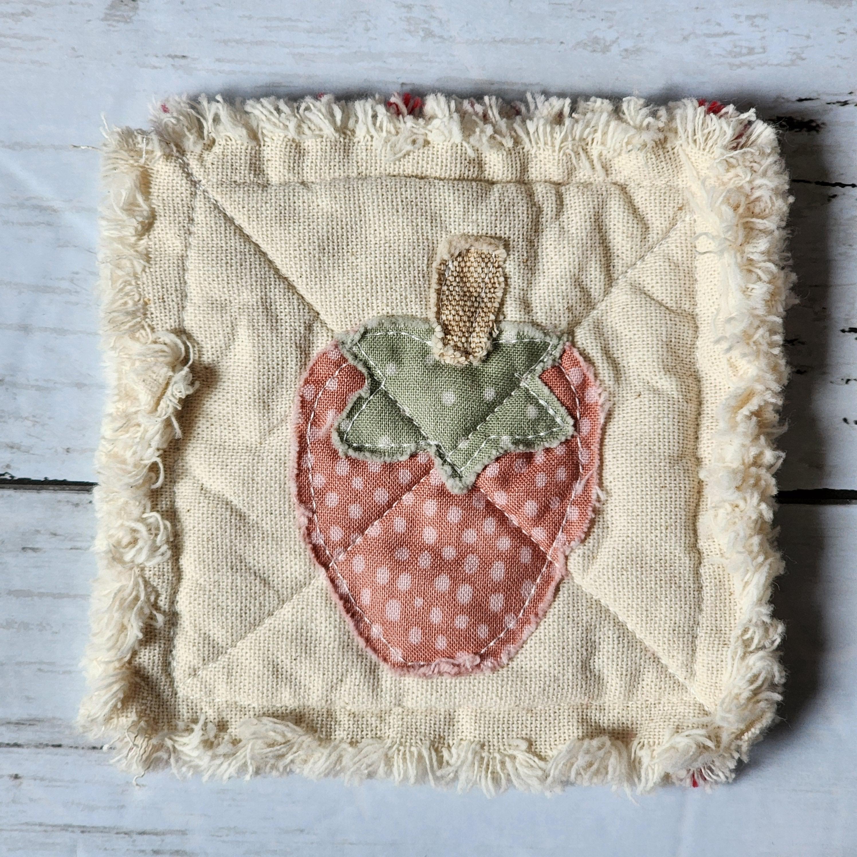 Primitive Strawberry Drink Coasters, Rustic Summer Collection Farmhouse ...