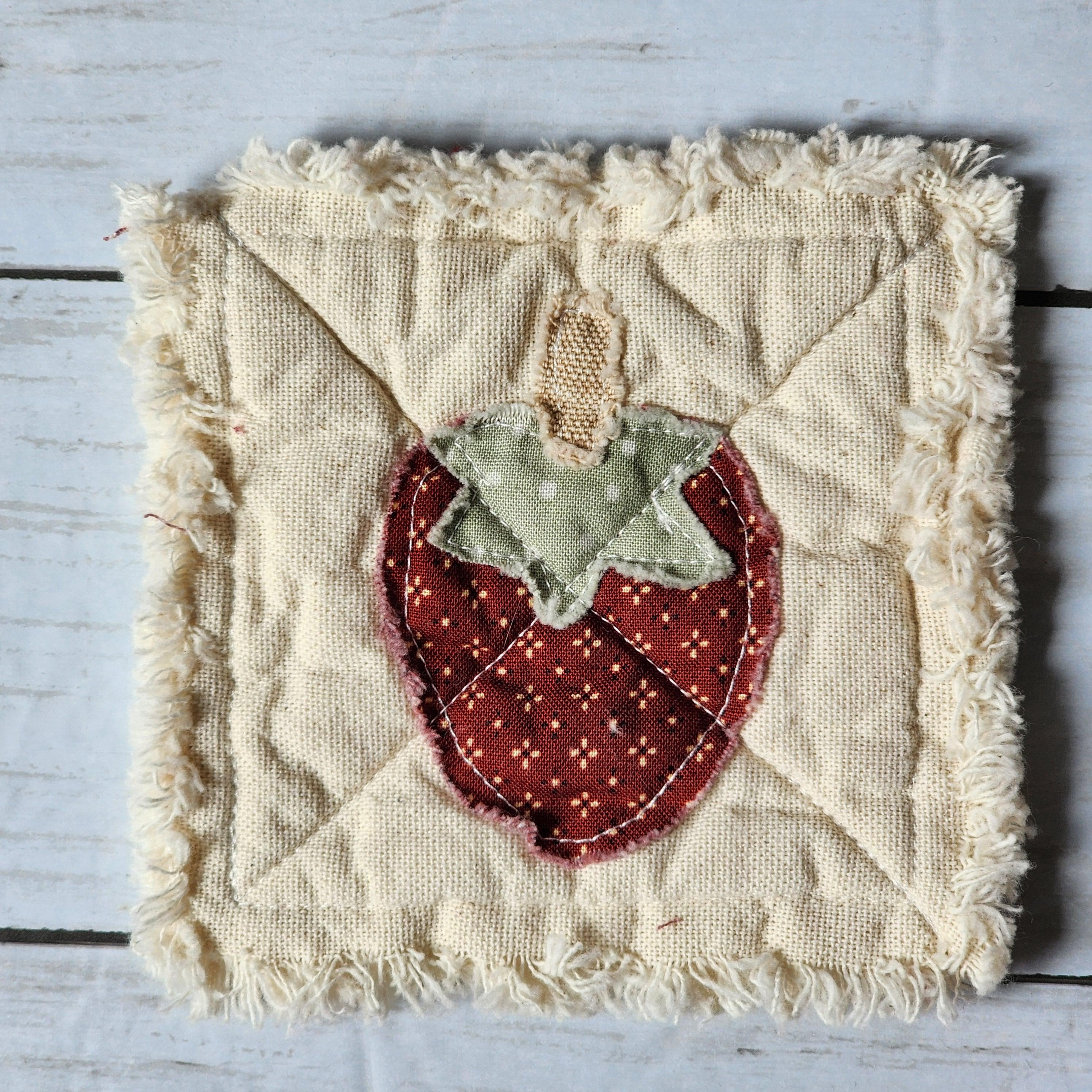 Primitive Strawberry Drink Coasters, Rustic Summer Collection Farmhouse ...