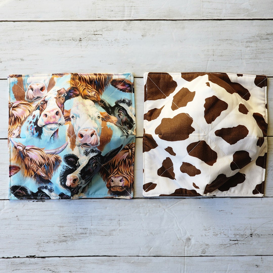 Farmhouse Cows Bowl Cozies Set of 2 Reversible, Plate Cozy, Highland ...
