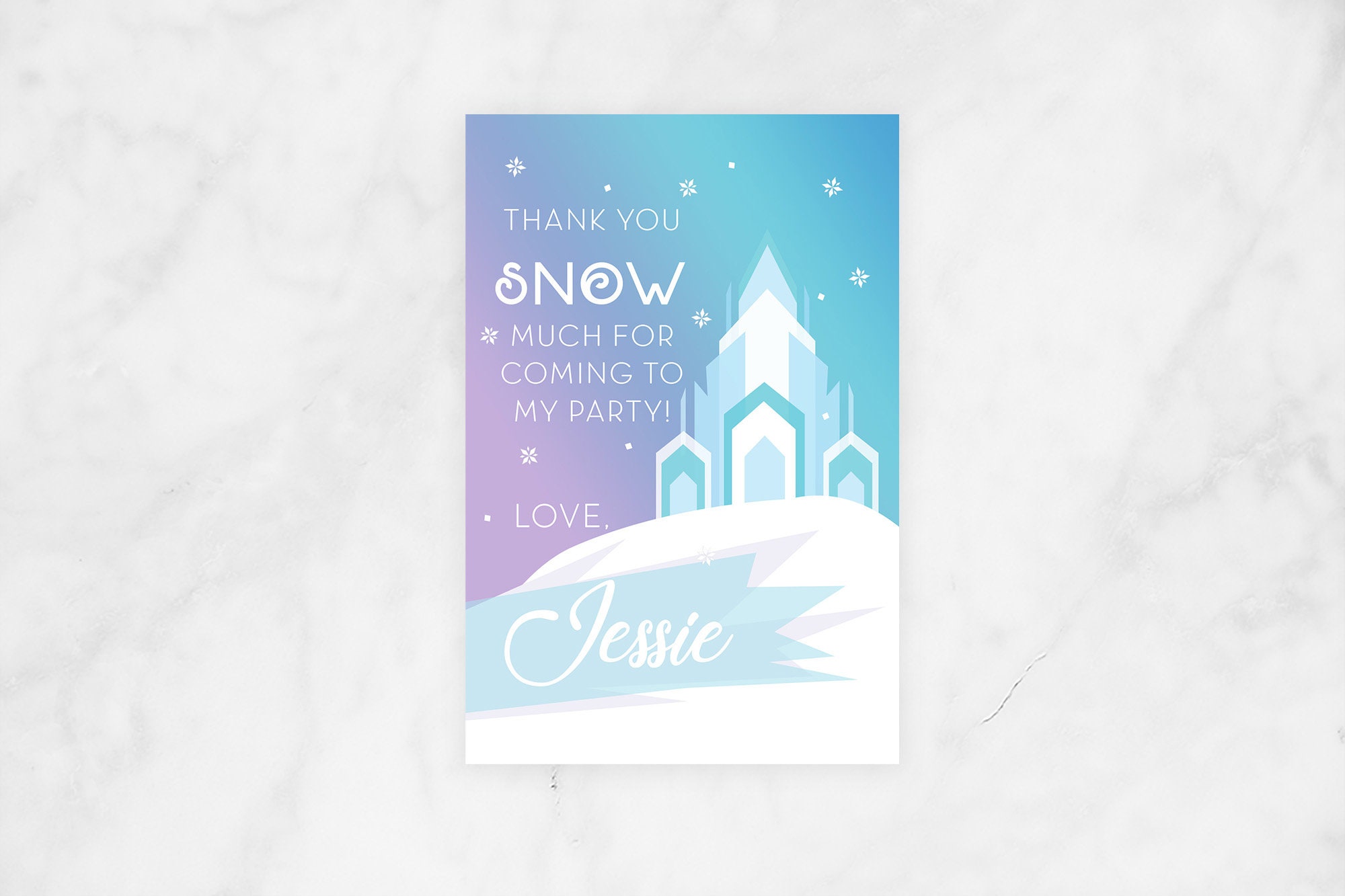 Frozen Birthday Party Thank You Card - Etsy