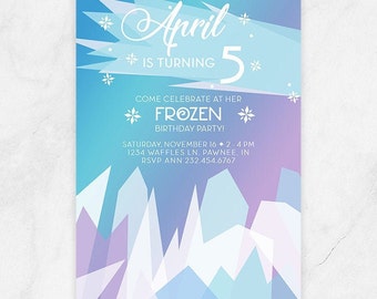 Modern Frozen Birthday Party Invitation, Ice Castle Frozen Party ...