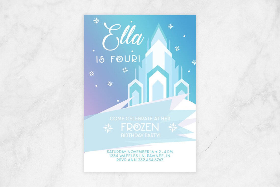 Modern Frozen Birthday Party Invitation, Ice Castle Frozen Party ...