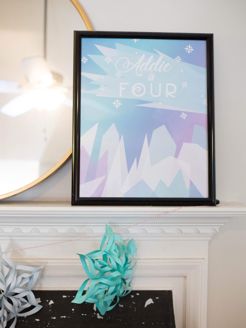 16x20 Frozen Birthday Poster- Frozen Ice Poster, Personalized Birthday ...
